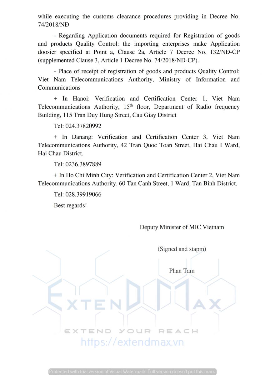 ICT TAC and SDoC required for customs clearance