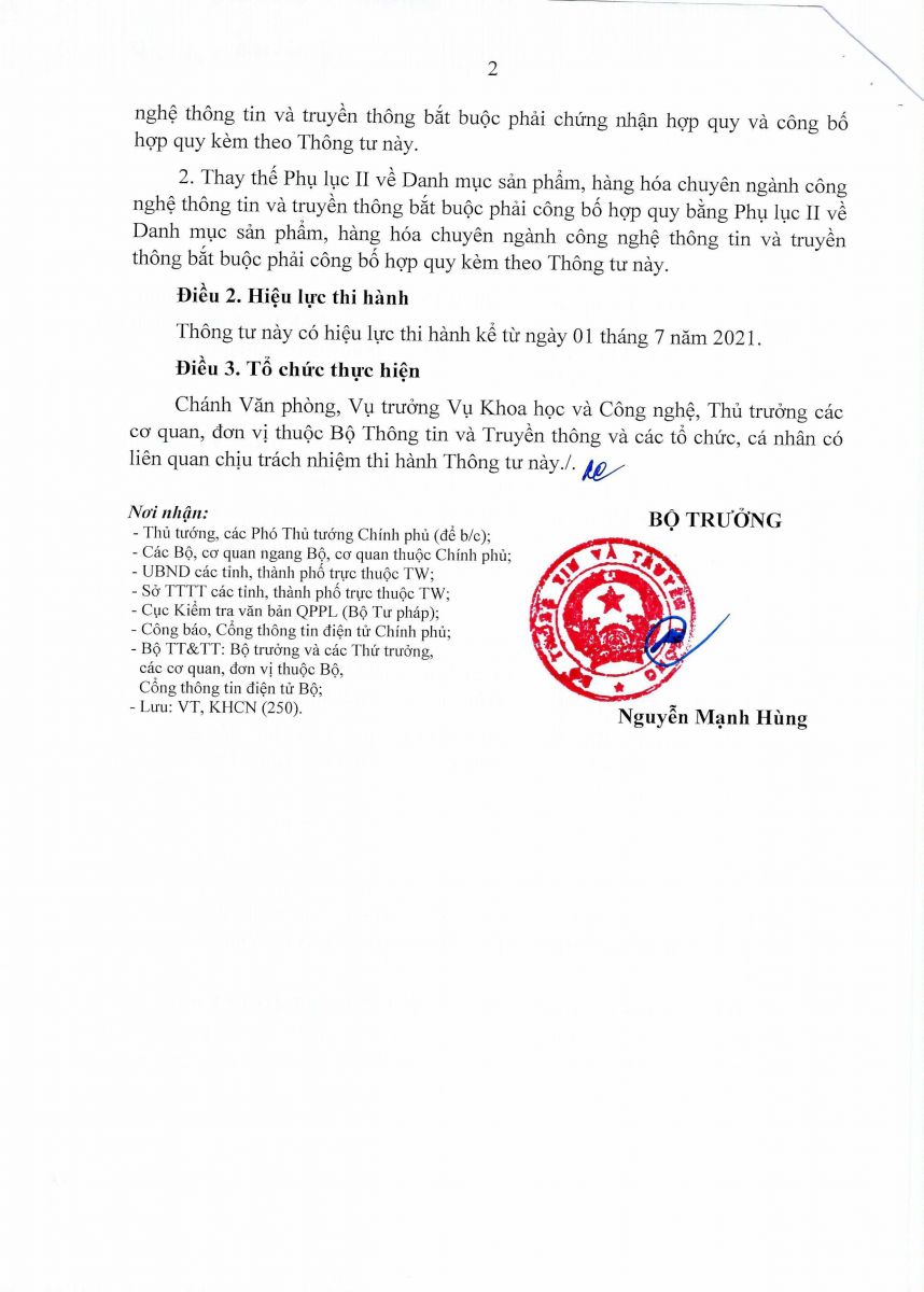 Thông tư 01/2021/TT-BTTTT Danh mục hàng hóa nhóm 2 Bộ TT&TT