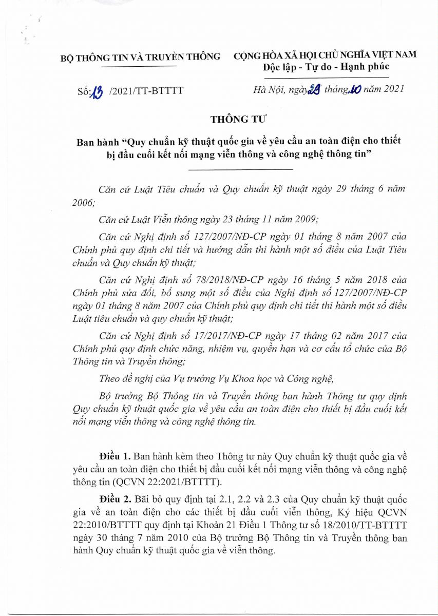 Vietnam MIC issues QCVN 22:2021/BTTTT | ExtendMax