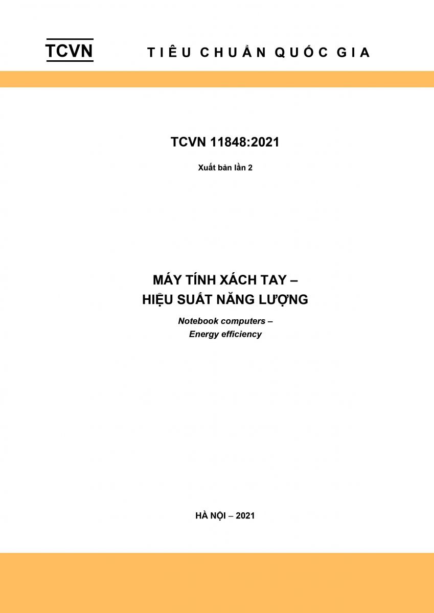 TCVN 11848:2021 Energy Efficiency for notebook, tablet