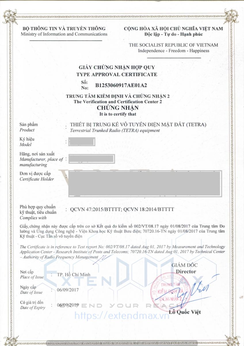 Vietnam MIC Type Approval for TETRA devices | ExtendMax